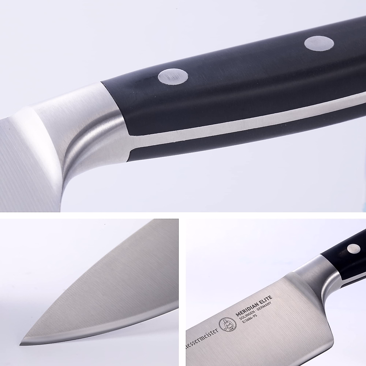 Messermeister Meridian Elite 9” Stealth Chef’s Knife - Fine German Steel Alloy Blade - Rust Resistant & Easy to Maintain