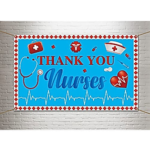 Thank You Nurses Backdrop Banner Nurse Week RN Cap Cross Heartbeat May Holiday Party Photography Background Wall Decoration