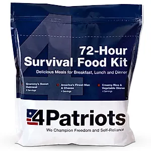 4Patriots 72-Hour Survival Food Kit: Disaster-Resistant Emergency Food With Incredible Variety Designed to Last 25 Years in Emergency Food Pouches, 20 Servings of Delicious Freeze-Dried Food, Emergency Rations For Your Disaster Food Supply