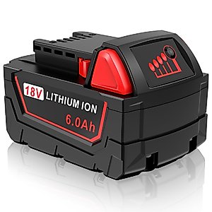18V 6.0AH Capacity Battery - Replacement for M18 Battery Compatible with Milwaukee Battery Tools and Charger 48-11-1850 48-11-1852 48-11-1850R 5.0Ah 48-11-1840 4.0Ah 48-11-1828 3.0Ah 48-11-1820