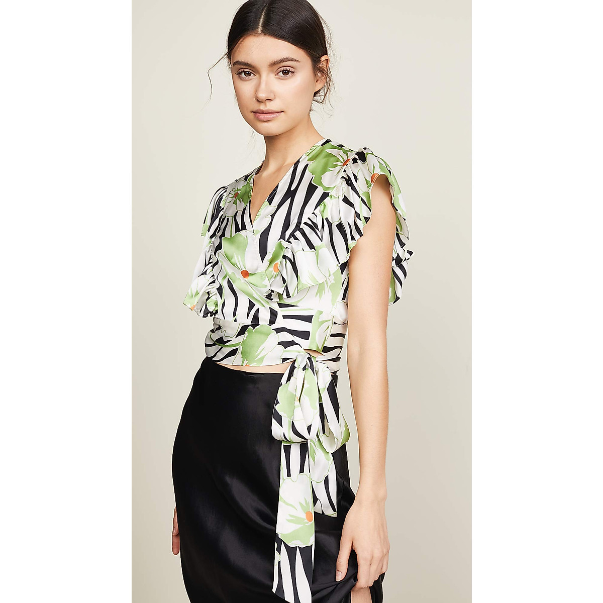 Jill Jill Stuart Women's Tropical Wrap Top, Green Multi, Large