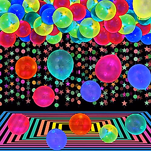 Neon Glow Party Balloons Glow in the Dark Balloons 12 Inch UV Latex Blacklight Balloons for Fluorescent Party Supply (60)