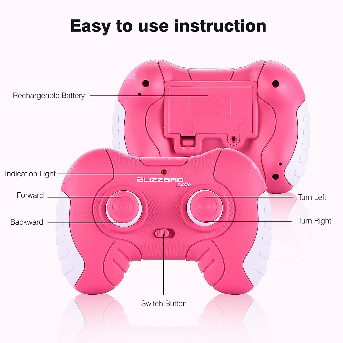 OIUOIH Remote Control Car for Girls, 1:12 Pink Monster Truck, with Rechargeable Battery, Easy to Use, 2.4Ghz Off Road RC Car Toys for Daughter Granddaughter Toddlers Children