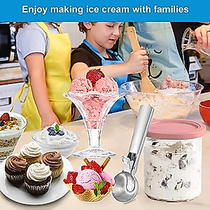 CUTIECLUB 4 Ice Cream Pint Containers 24oz and Lids for Ninja Creami NC500 NC501 Series Deluxe ice Cream Makers, and Stainless Steel Ice Cream Scooper with Trigger Release Set