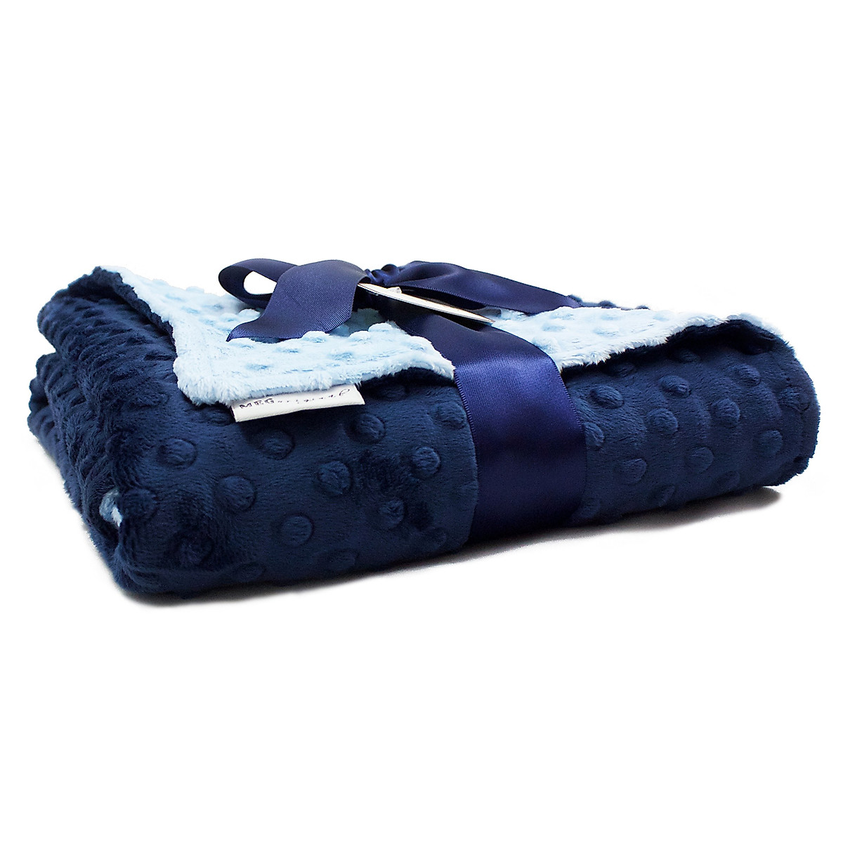 MEG ORIGINAL Navy Blue & Baby Blue Minky Dot Baby Boy Blanket