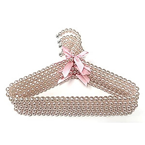 Pearl Clothes Beads Hangers for Kids Baby Girl Infant Toddler Childerns for Fancy Dress Closet Hanger Elegant Gift Ideas Metal Hangers (5 Pack) Pink