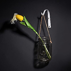 MECCANIXITY Iron Wall Hooks Hanging Bracket 4 Inch Indoor Outdoor for Hanging Lanterns Plants and Lights (White, Pack of 2)