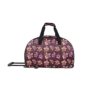 LUCAS Designer Carry On Luggage Collection - Lightweight Pattern 22 Inch Duffel Bag- Weekender Overnight Business Travel Suitcase with 2- Rolling Spinner Wheels (Poly Purple)