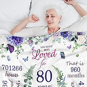 80th Birthday Gifts for Women, Women 80th Birthday Decorations, 80th Birthday Gifts for Her, Birthday Blanket Birthday Gifts Ideas for Grandma, Mom, Sister, Wife, Friend, Aunt, Soft Blanket 50’’X60’’