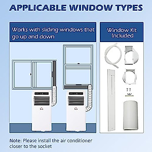 HOMCOM 8000 BTU Mobile Portable Air Conditioner with Cooling, Dehumidifier, and Ventilating with Remote Control, 2 Speed Fans, 24-Hour Timer for Bedroom, Living Room, Home Office, White