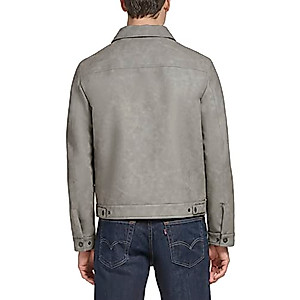 Levi's Men's Lightweight Trucker Shirt Jacket, Light Grey Faux Nubuck