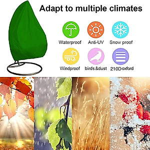 FLTRGO Patio Hanging Egg Chair Cover with Drawstring, Garden Swing Chair Covers 210D Oxford Waterproof Windproof Anti-UV Outdoor Furniture Protector