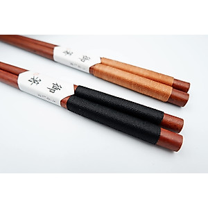 Chopsticks 2 Pairs Reusable Japanese Wooden Chopsticks for Sushi, Noodles as Ramen, Udon, Soba, Pho Dishwasher Safe 9 inches