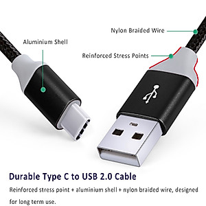 Pofesun USB Type C Cable [3-Pack 10ft], USB A to USB-C Fast Charging Type C Cable Nylon Braided USB C Cable Compatible for Samsung Galaxy S24 S23 S22 S21 S20 S10 Note 20 10 A20 A51 A71,LG G8 V30