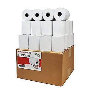 (32 Rolls) 3 1/8 x 230 Thermal Paper Receipt Rolls fits all Clover POS Cash Register Printers, Star Micronics SCP700 TSP100 TSP300 TSP400 TSP500 TSP600 TSP 700 TSP2000 CT S300 from BuyRegisterRolls