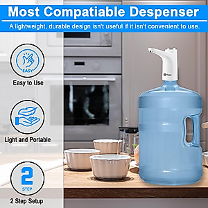 Portable Electric Water Dispenser - 5 Gallon BPA-Free Water Jug Pump - 20oz 600ml One Button Press USB Rechargeable Battery - Compatible with 2-5 Gallon Bottles - for Home, Office, Camping, Outdoors