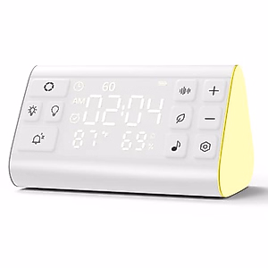 Greengines White Noise Machine with 35 High Fidelity Soothing Sounds, Sleep Sound Machine with 7 Colors Night Lights for Sleeping, Built-in Alarm Clock,Temperature and Humidity for Baby, Adults