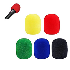 Jonsnowo Microphone Covers Foam,Sponge Cover for Household KTV Microphone. 5 Colors. Blue，Green，Yellow， Red，Black