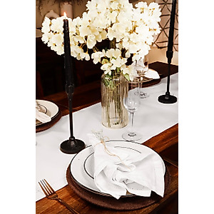 PurpleEssences Set of 12 Hemstitch Cloth Dinner Napkins 100% Cotton - Soft Durable Washable -Ideal for Wedding Fall Thanksgiving and Christmas - Perfect Everyday Use Table Linen 18x18 - White