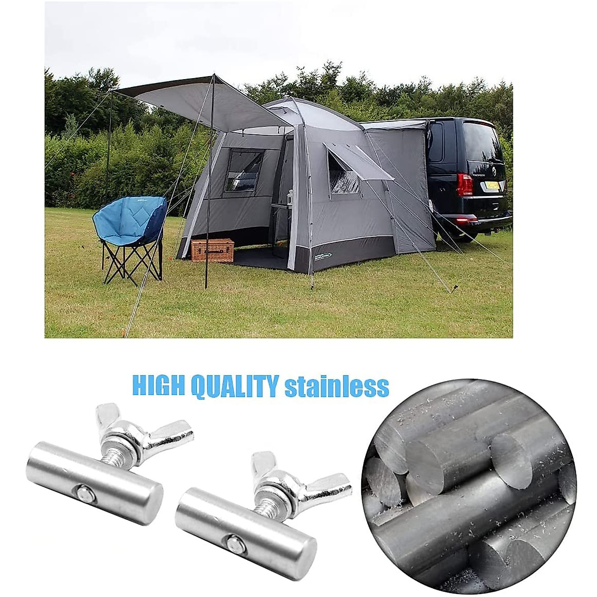 JUTTAUTO Awning Rail Stoppers, 8mm, 304 Stainless Steel - Prevents Awning Movement, Easy Install, Multipurpose for Campervan, Motorhome, Boat