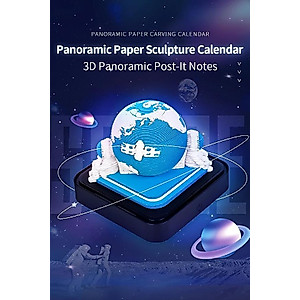 3D Calendar Planner 2024 - Desktop Calendar With LED Lights, DIY Paper Engraving Art Crafts Desktop, 3D Notepad Art Notes, Decorative Home Sculpture For Home Office (Blue)