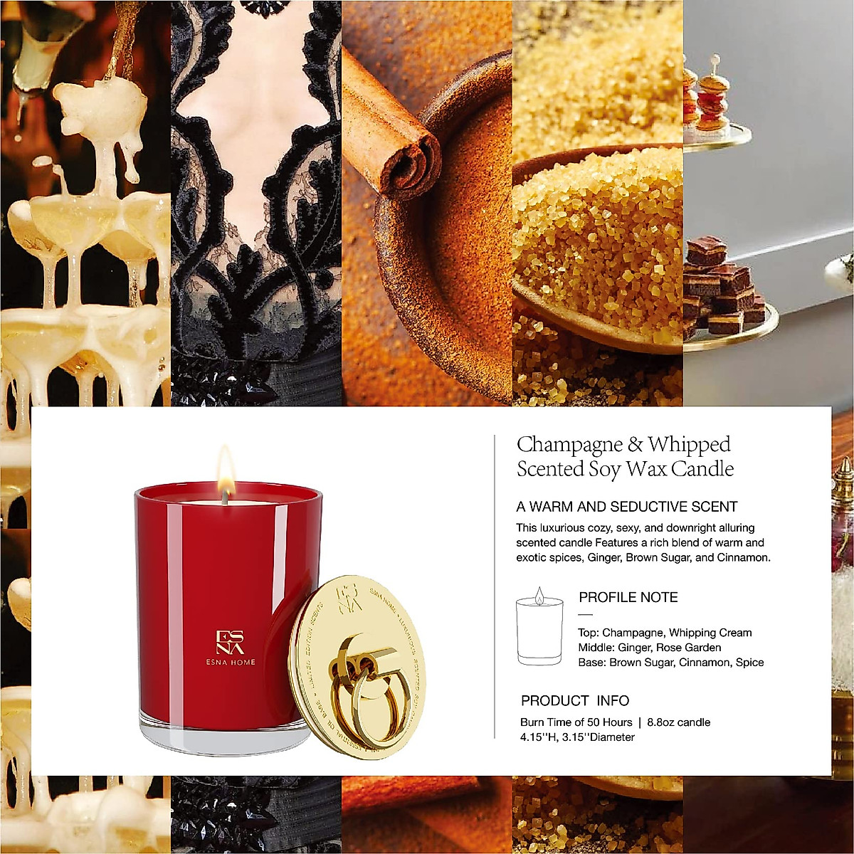 ESNA HOME Aromatherapy Scented Candles | Lavender Essential Oil | 50 Hours Burn Soy White Candles | Celebrate Mom Self Care Present for Mom | Unique Present Room Decor Candle for Home Scented