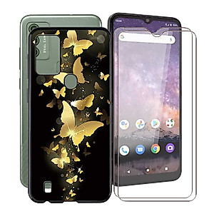 HGJTF Phone Case for Wiko Voix/U616AT (6.50") with [2 X Tempered Glass Screen Protector], Ultra-Thin Soft Silicone Bumper Shell Shockproof TPU Black Cover for Wiko Voix/U616AT - WMA30