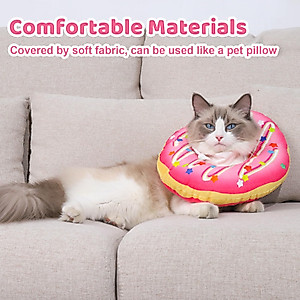 libfrnt Cat Cone Collar Soft, Cute Cat Donut Collar Adjustable Cat Recovery Collar Comfortable Elizabethan Cones to Stop Licking Anti-Bite Neck Cone for Cats Kittens Small Dogs After Surgery