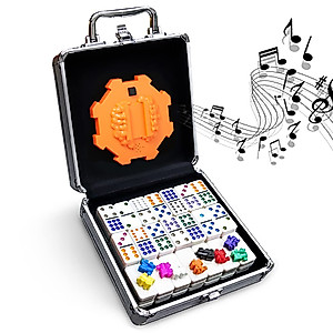 Yinlo Mexican Train Dominoes Set, Hub with Real Train Sound, Double 12 Colored Dot