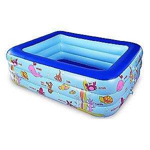 Inflatable Pool for Kids, Family Kiddie Pool 70" x 55" x 24" Blow Up Pool, Ocean World Kids Swimming Pool for Backyard, Garden, Outdoor, Party, Ball Pit Pool
