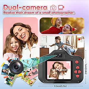 Seckton Upgrade Kids Selfie Camera, Christmas Birthday Gifts for Boys Girls Age 3-12, Children Digital Video Cameras with Flash, 2.4" Screen Portable Camera Toy 4 5 6 7 8 9 Year Old Boys Girls-Black