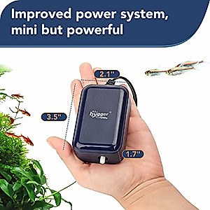 hygger Aquarium Air Pump, Adjustable Oxygen Pump Silent Powerful Aerator Pump 2W/3W/4.5W/6W/ 1 Air Outlets Ultra for Up to 30 Gallon Tank Single(2W) Without Accessories