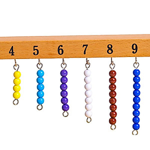 Kghios Montessori Math Toys Materials for Toddlers 1-20 Beaded Hanger Color Bead Stairs with Beads Montessori Mathematics Eductional Materials Learning Tools Preschool Toys