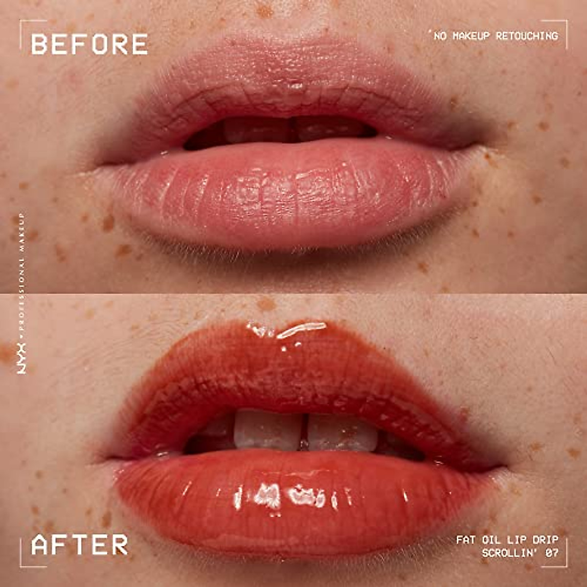 NYX PROFESSIONAL MAKEUP Fat Oil Lip Drip, Moisturizing, Shiny and Vegan Tinted Lip Gloss - Scrollin' (Deep Caramel)