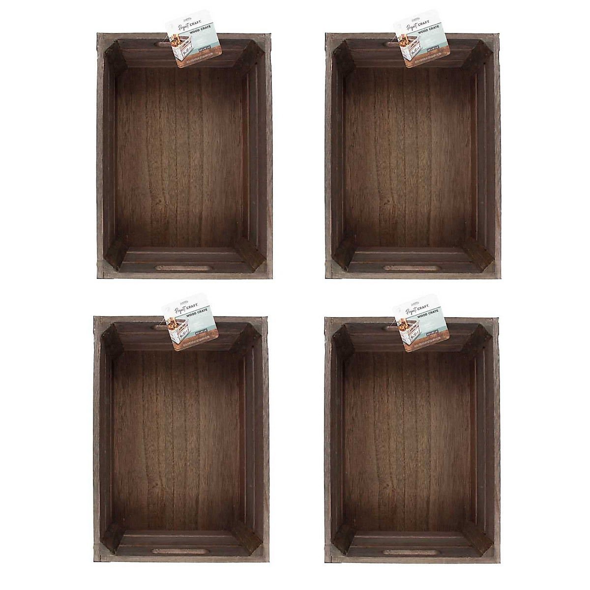 ArtSkills Rustic Wooden Crates for Decoration, Wood Crates, Small Baskets for Gifts, DIY 4-Pack