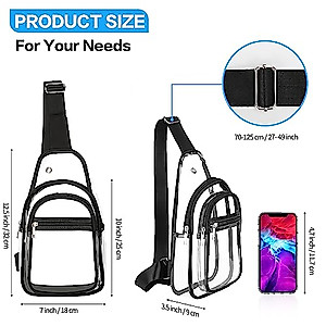 HAOGUAGUA Clear Sling Bag, Clear Crossbody Bag Stadium Approved, Transparent Chest Daypack for Hiking, Stadium or Concerts (Black)
