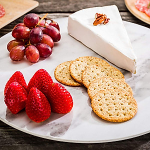 Restaurantware Voga 13 Inch Serving Tray 1 Round Outdoor Tray - Faux Marble Dishwasher-Safe White Melamine Platter Tray For Meals Appetizers And Snacks Shatterproof