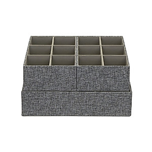 Household Essentials, Graphite 3 Piece Drawer Organizers Starter Set, Customizable Inserts, Large 2 Small Trays