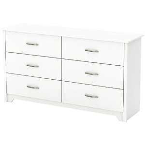 South Shore Fusion 6-Drawer Double Dresser Pure White, Contemporary