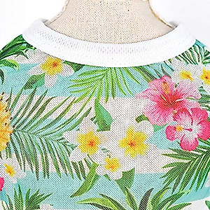 SMALLLEE_LUCKY_STORE Dog Hawaiian Shirt Pet Cat Summer Sleeveless T Shirt Quick Dry Cool Mesh Vest Boy Girl Small Dog Clothes,Pineapple Print,Size M