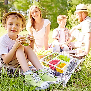 Haawooky 2 Pack Divided Veggie Tray with Lid,5 Compartment Serving Tray with Dividers,Plastic Food Storage Containers for Travel Fruit,Vegetable,Salad