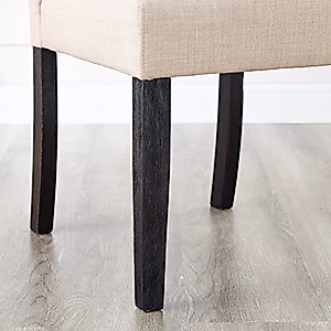 Roundhill Furniture Leviton Solid Wood Tufted Asons Dining Chairs, Set of 2, Tan