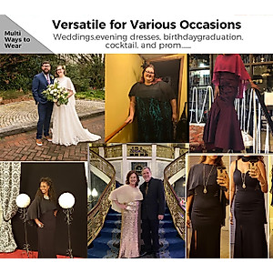 Hotshawl Capelets for women Chiffon Cape Shawls and Wraps for Evening Dress Wedding Capes Cover Up (Navy)