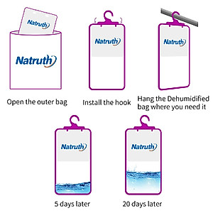 NATRUTH 8-PACK Moisture Absorber Bags With Lavender,Desiccant Hanging Bag Use for Kitchen Bathroom Wardrobe, Eliminates Odors，Odor Absorber Humidity Packs, Hanging Closet Dehumidifier Bags for Closet