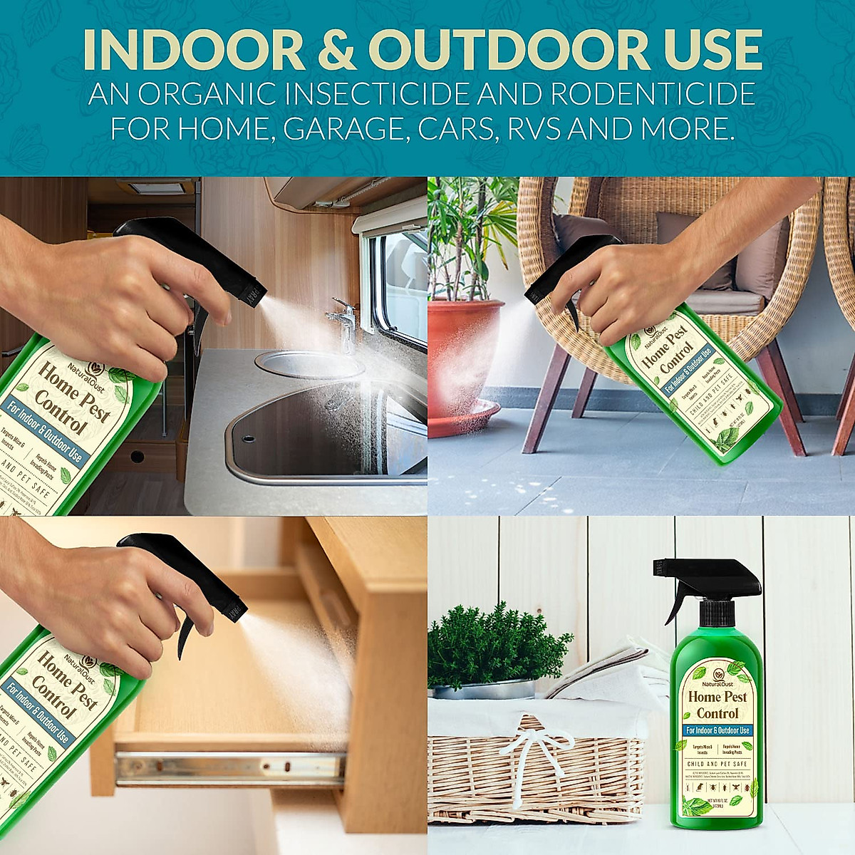 NATURAL OUST Peppermint Oil Mouse Repellent Spray - Roach Ant Spider Bug Insect Killer - Eco Friendly Pest Control to Repel Mice - Humane Repeller Alternative to Trap