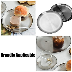CAMBUY Stainless Steel Plates 9 inch 304 Metal Lightweight Unbreakable Dinner Dishes Plates Set Non-Toxin Dishwasher Safe BPA Free and Healthy (10 Pcs)