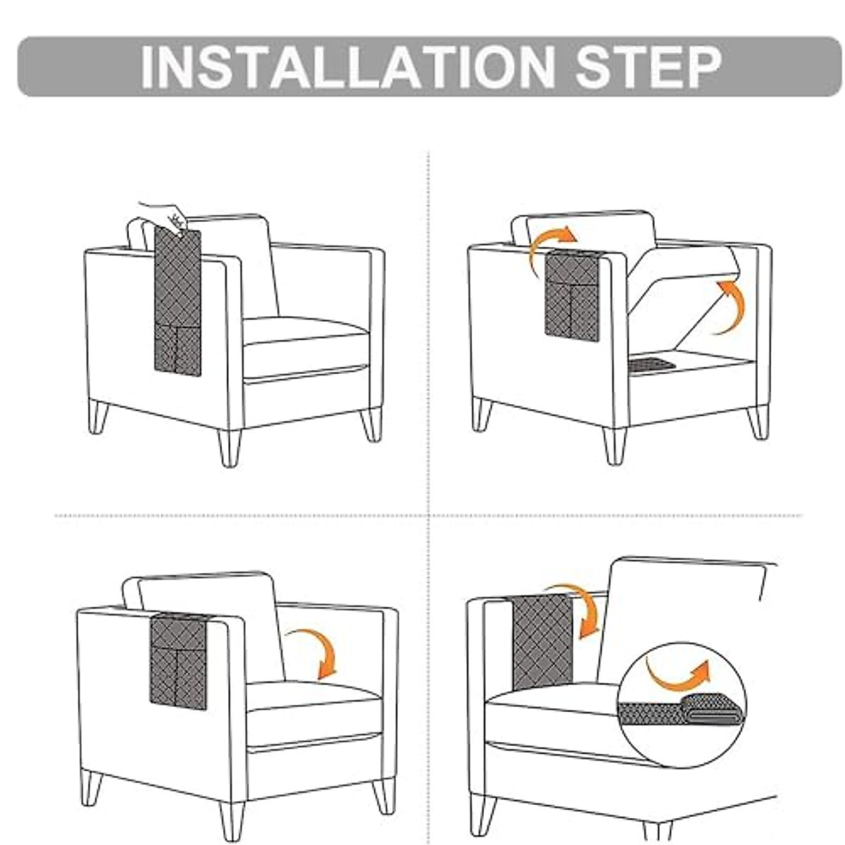 BUSAMEDO 1 Pcs Water Resistant Sofa Armrest Covers Recliner Armchair Cover Couch Arm Covers Sofa Storage Bag Furniture Protector Slipcover with Pockets (Camle)