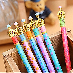 MOACC 12 Pack Cute Pens,Princess Crown Pens Lovely Funny Korean Style Ball Point Pens Black Ink Creative Stationery for School Office Family Use,Gift
