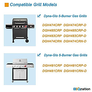 BBQration Replacement Kit for Dyna-Glo 5-Burner Gas Grill DGH474CRP DGH474CRP-D DGH483CRP DGH483CRP-D DGH485CRP DGH485CRP-D, Heat Plate and Burner Kit for Dyna Glo 5 Burner Grill