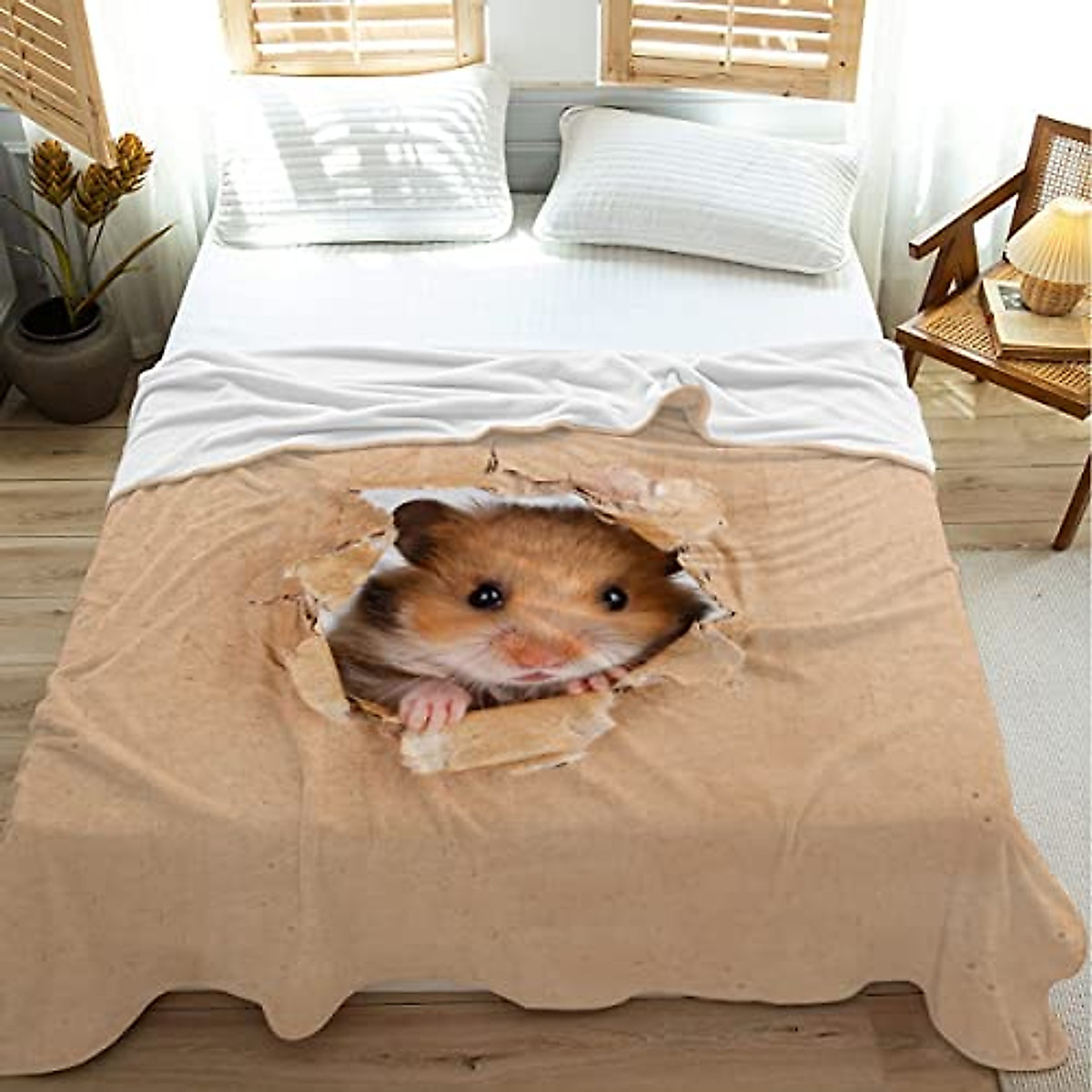 Citrasena Flannel Fleece Super Soft Cozy Blanket Cute Hamster Burrowing Lightweight Warm Throw Blanket for Couch Living Room Bed Sofa Travel 40"x30" for Pet